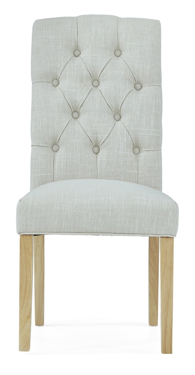 Harcourt Button Back Upholstered Dining Chair In Natural - London Lounge