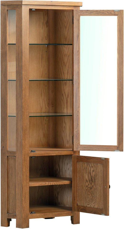 Budleigh Rustic Glazed Corner Display Unit - London Lounge
