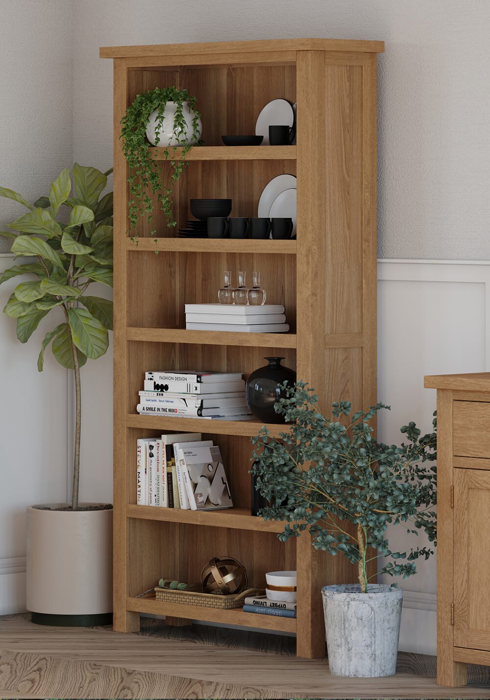 Budleigh Light Oak 6' Bookcase - London Lounge